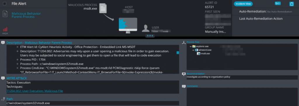 CyOps Threat Alert: Follina mitigated, the recent MSDT 0-Day ...