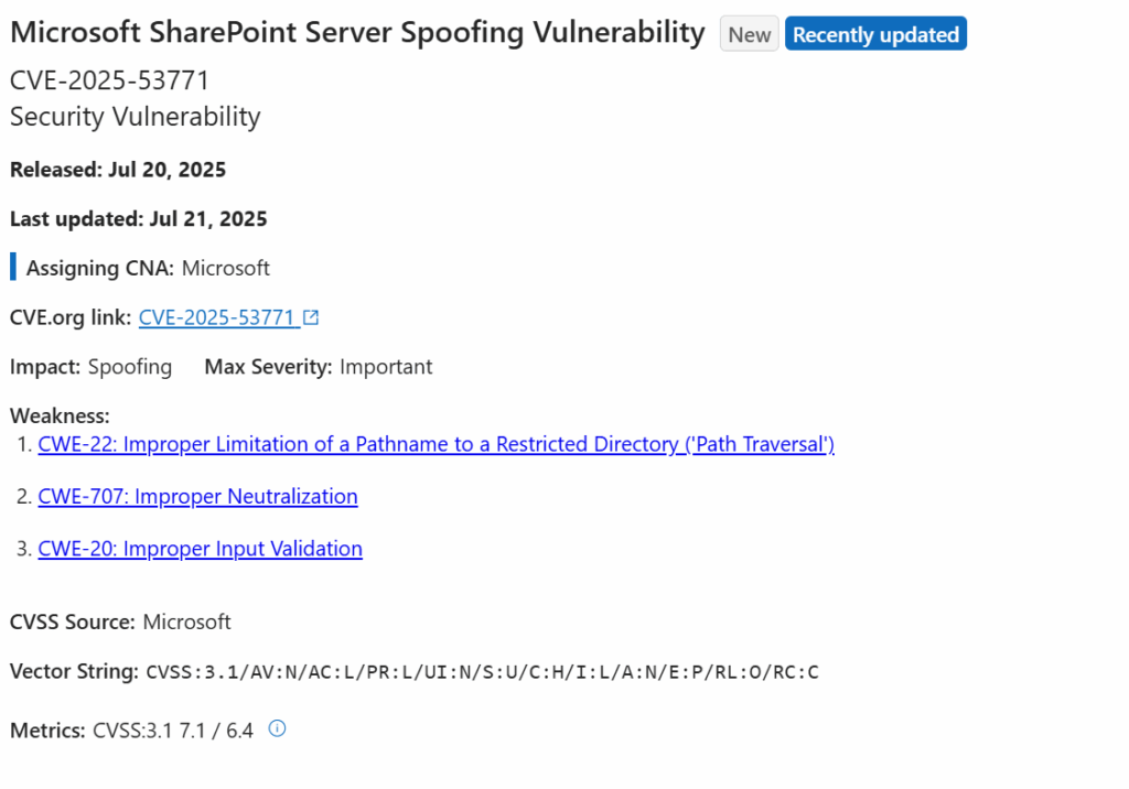CVE-2025-53770 – Microsoft SharePoint RCE Vulnerability | Cynet